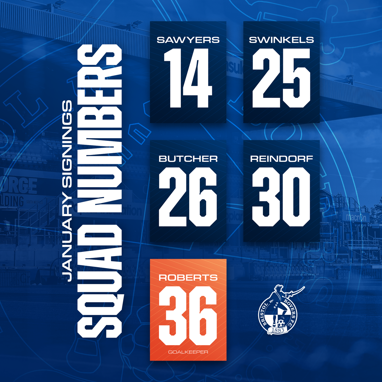 New squad numbers confirmed | Bristol Rovers FC