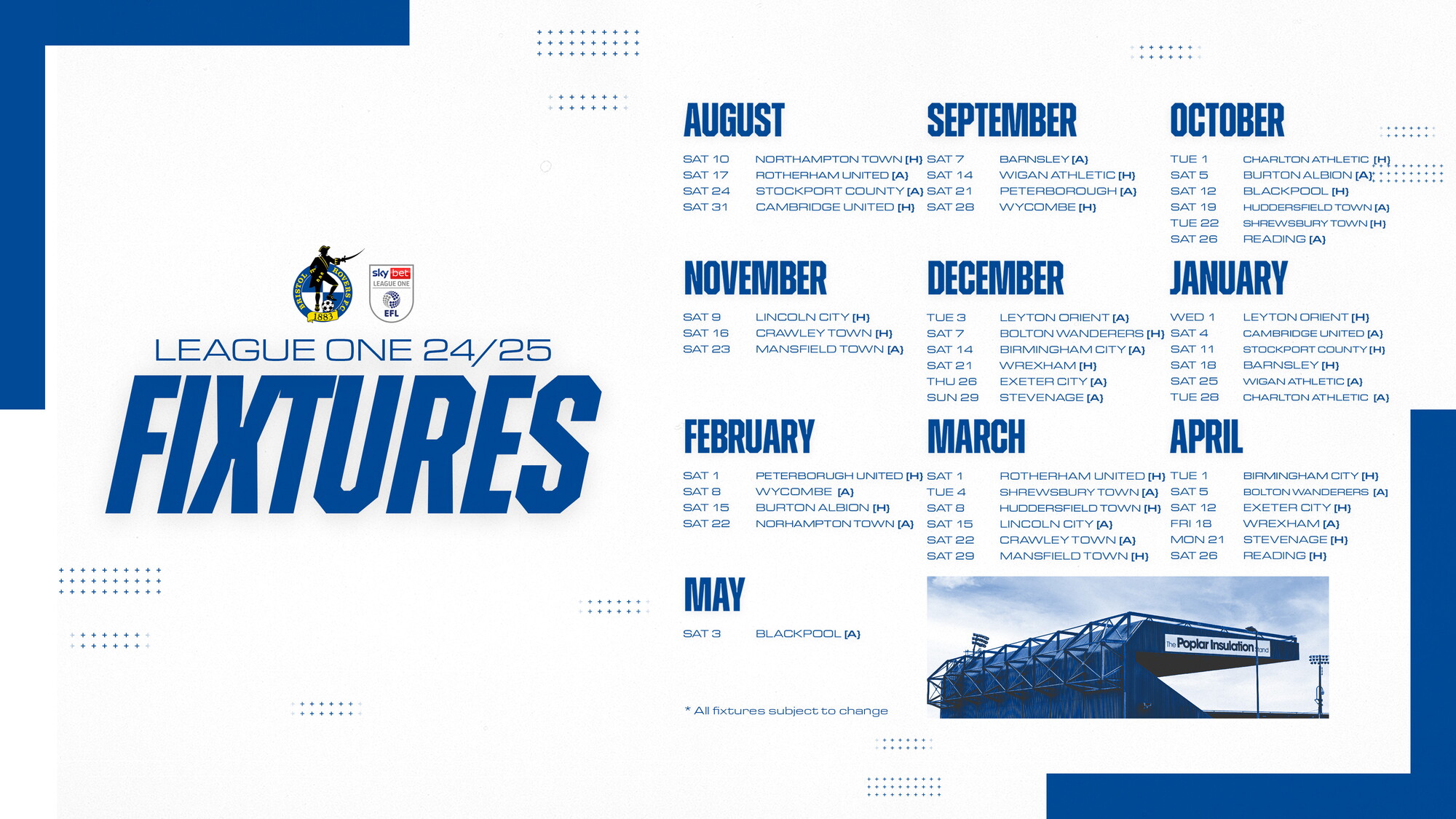 Bristol Rovers' 2024/25 Sky Bet League One fixtures confirmed | Bristol ...