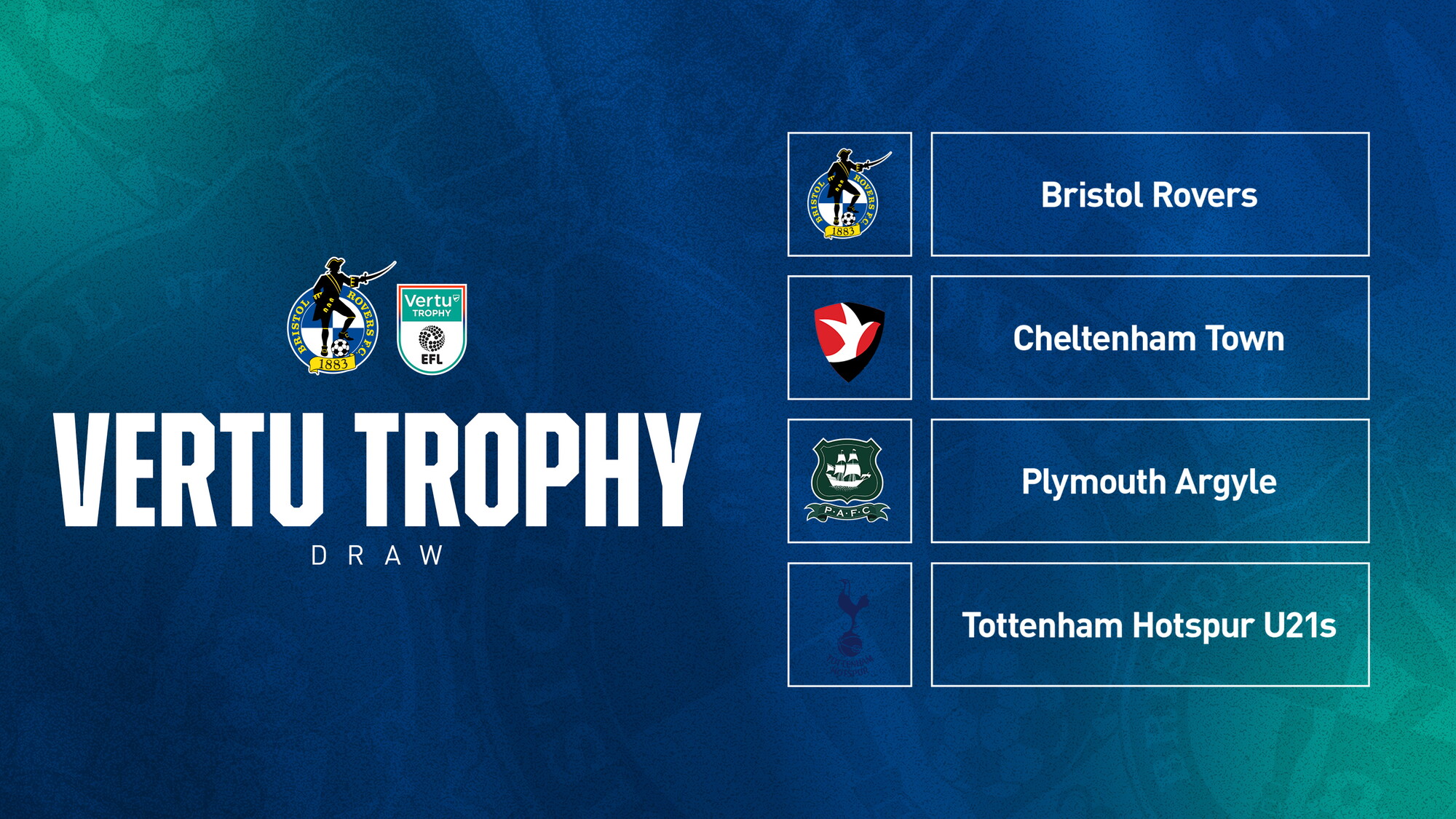 2025/26 Vertu Trophy group opponents confirmed | Bristol Rovers FC