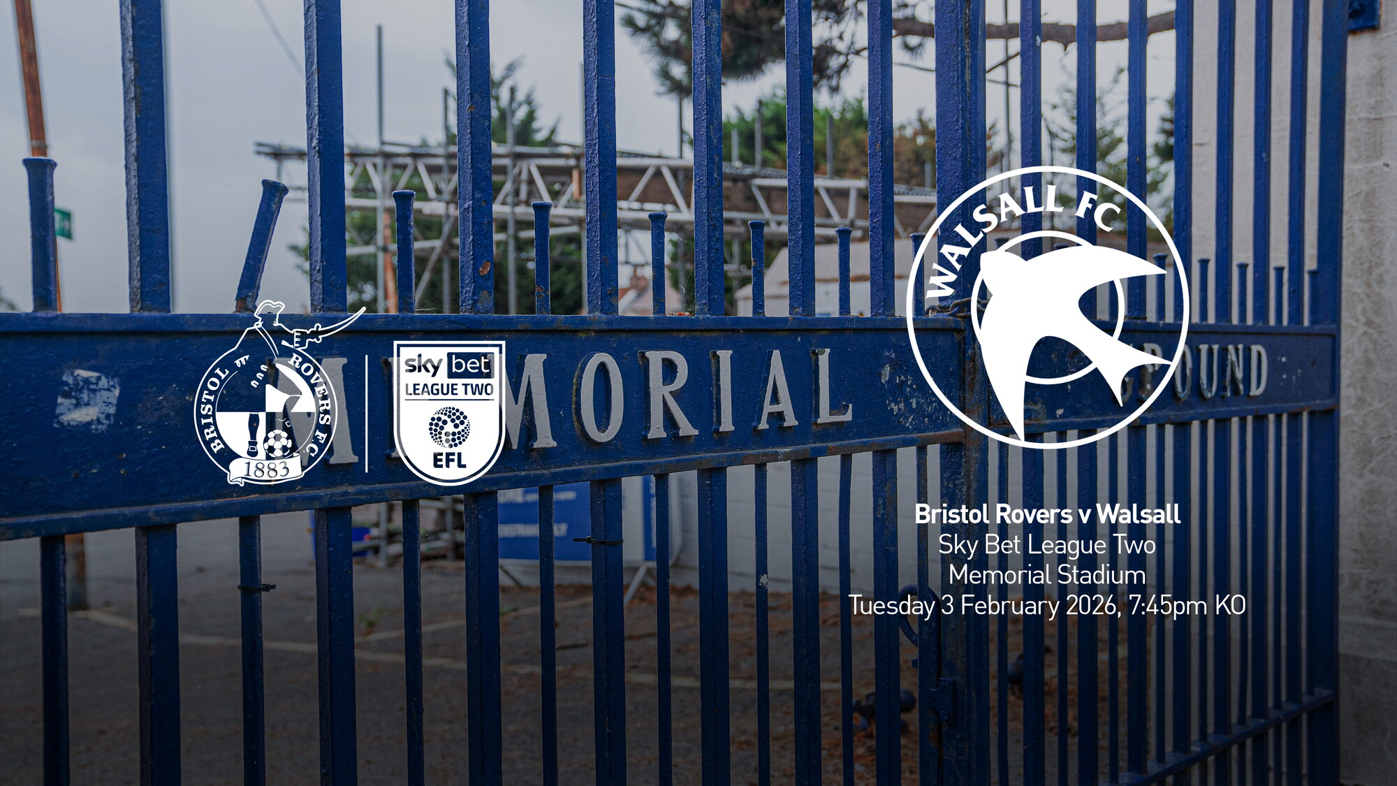 New date and time confirmed for Walsall fixture | Bristol Rovers FC